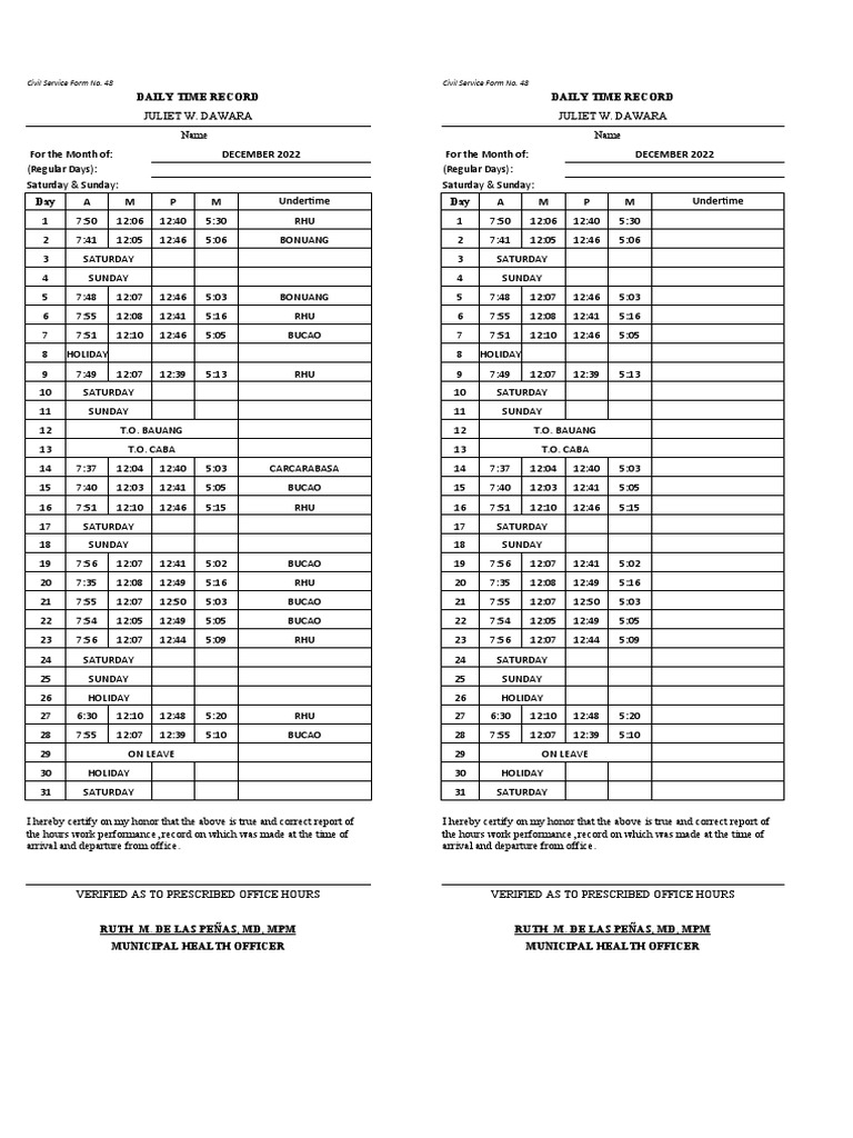 DTR Form JULIET | PDF