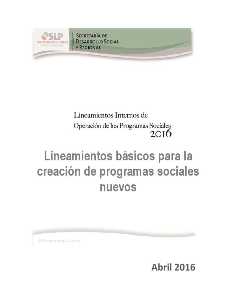 Lineamientos Basicos para La Creacion de Programas Sociales | PDF ...