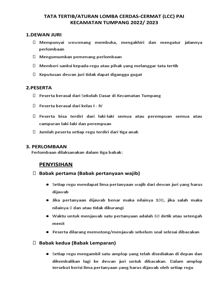 Tata Tertib Lomba-Lomba | PDF