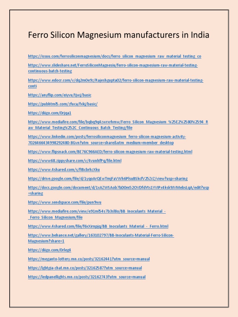 Ferro Silicon Magnesium Suppliers in India | PDF | Chemical Elements ...