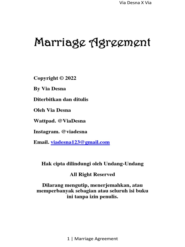 Marriage Agreement (Via) | PDF