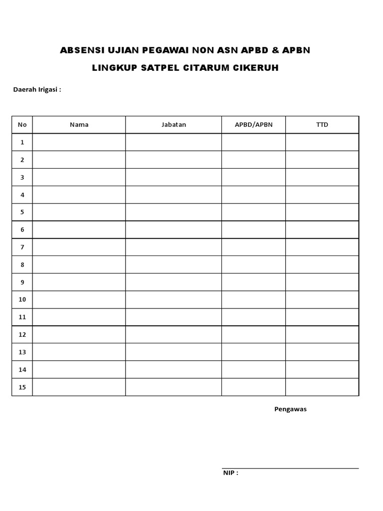 Absensi Ujian Dinas | PDF