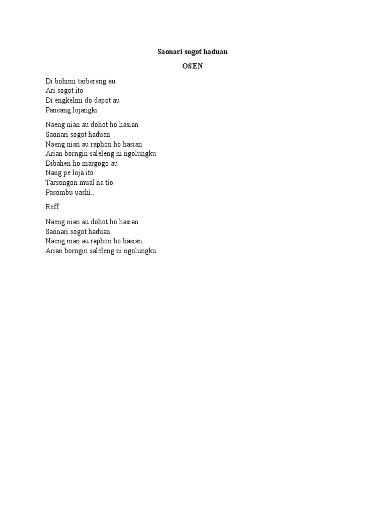 Saonari Sogot Haduan | PDF