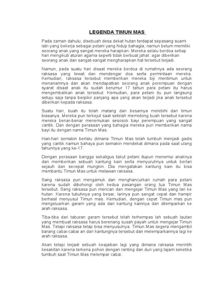 Legenda Timun Mas: Kisah Heroik | PDF