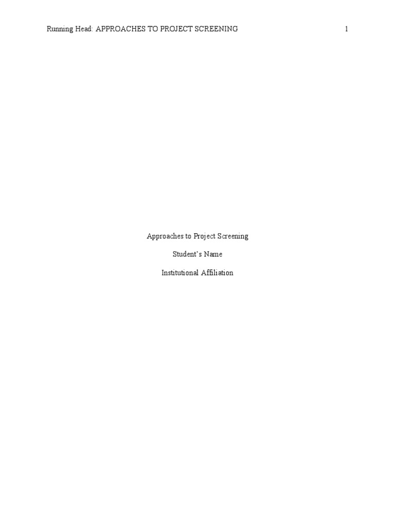 Approaches To Project Screening.. | PDF | Risk | Decision Making