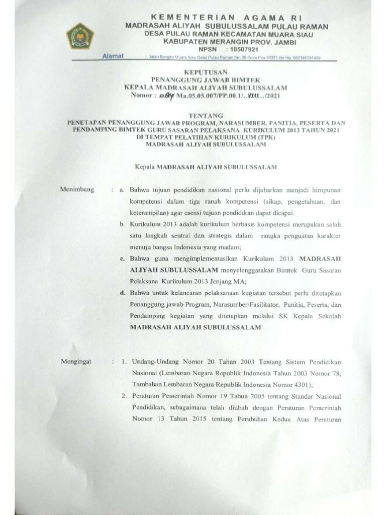 Sk-Kegiatan Bimtek | PDF