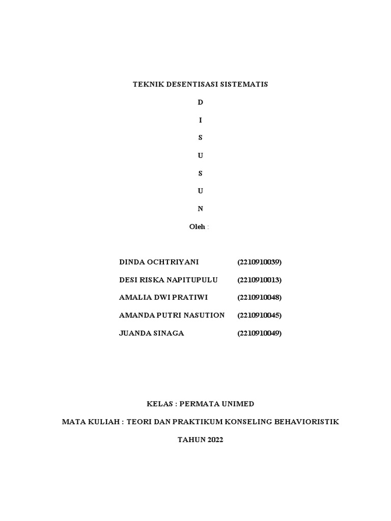 Teknik Desensitisasi Sistematis | PDF | Karier & Perkembangan