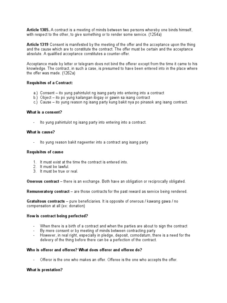 Essentials of Valid Contracts in Law | PDF | Offer And Acceptance ...