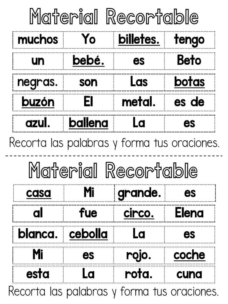 Actividades para Formar Oraciones Niños | PDF | Hogar, jardinería y ...