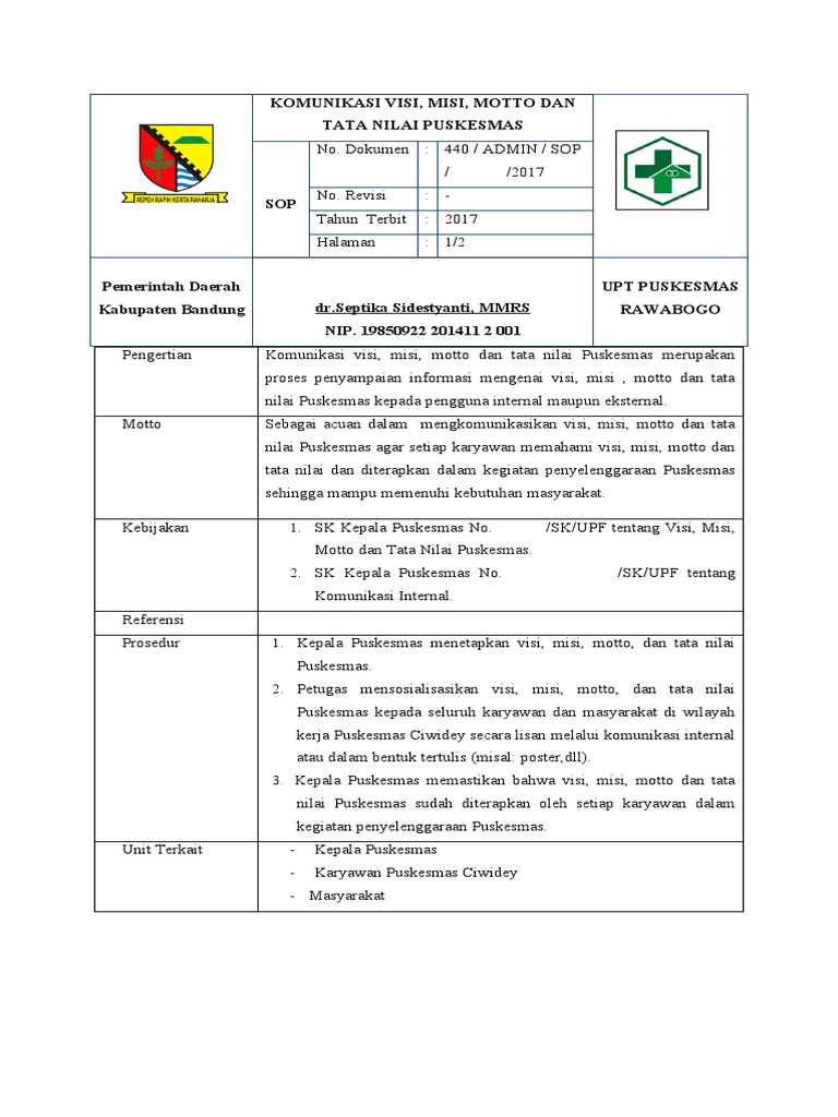 KOP SOP Visi Misi | PDF