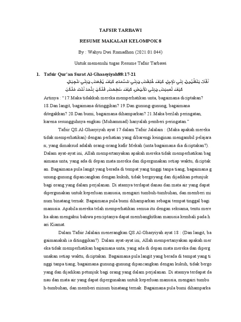 RESUME TAFSIR TARBAWI (Wahyudwiromadhon) | PDF