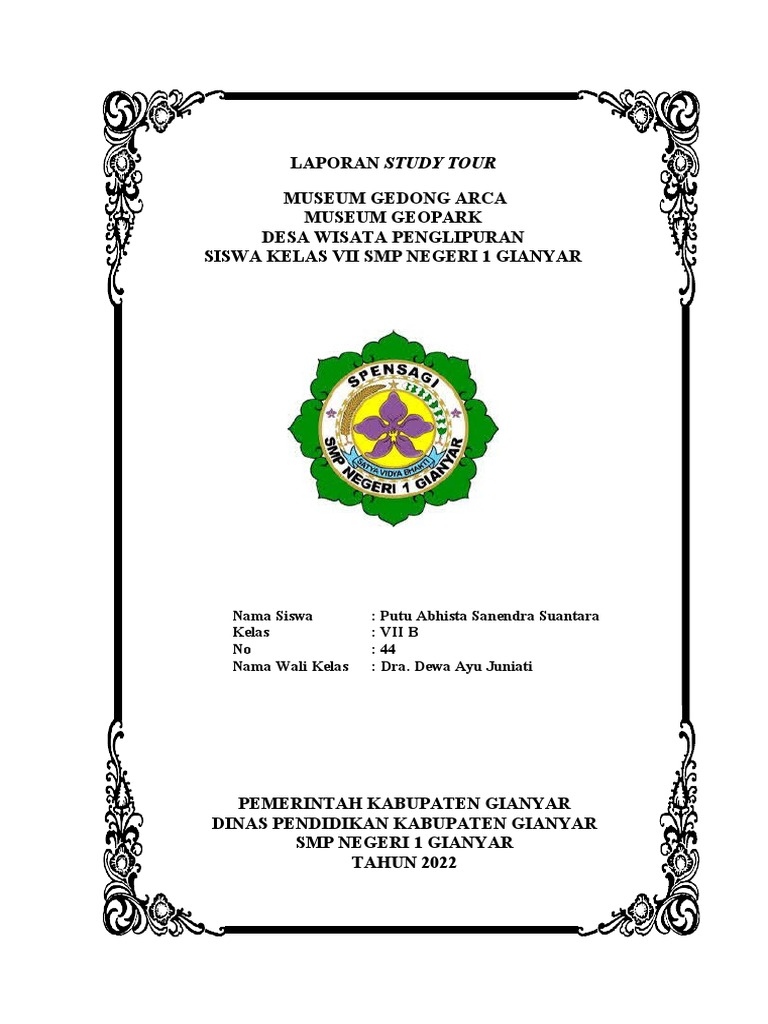 Format Laporan Study Tour Untuk Siswa | PDF