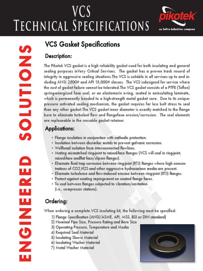 VCS Technical Specifications for High Reliability Insulating Gaskets ...