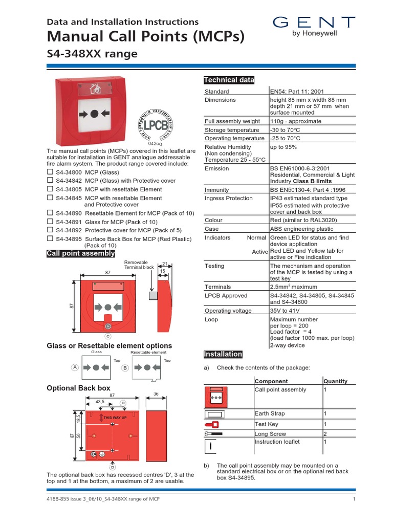 Manual Call Point Installation | PDF | Manufactured Goods | Equipment
