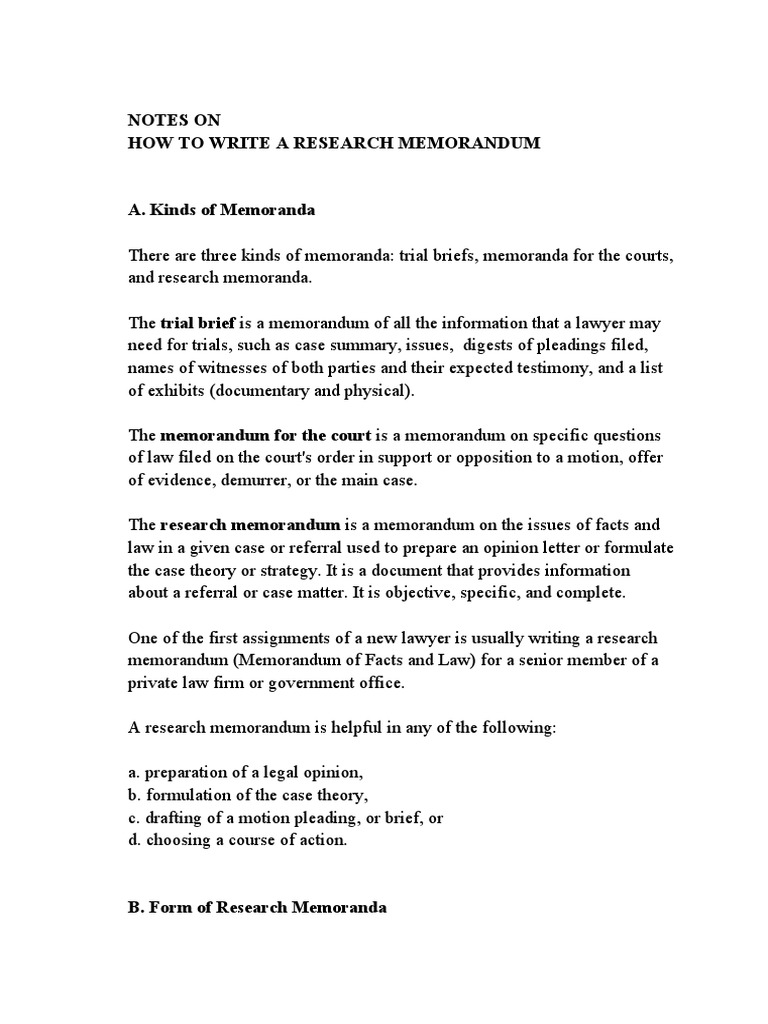 Notes On How To Write A Research Memo | PDF | Memorandum | Lease