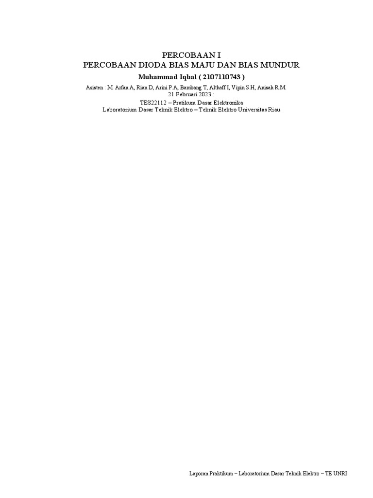 Jurnal Percobaan 1 (Muhammad Iqbal) | PDF