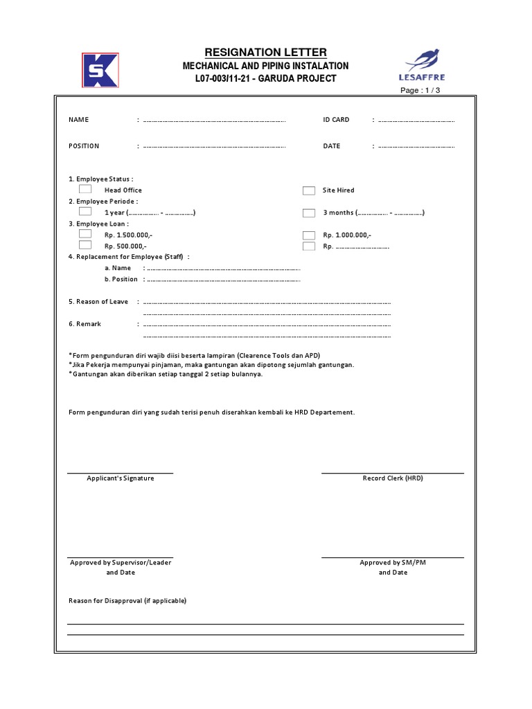 HRD-F-006 Clearence Form Rev.1 | PDF