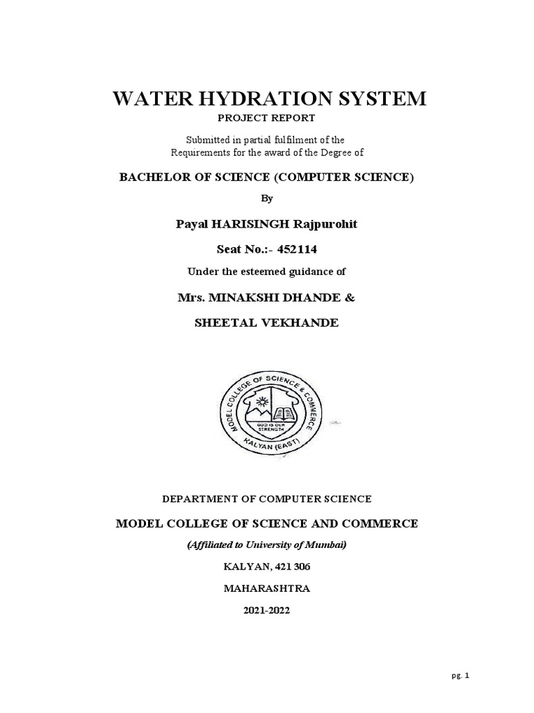 Water Hydration System Project by Payal Rajpurohit | PDF | Use Case | Databases