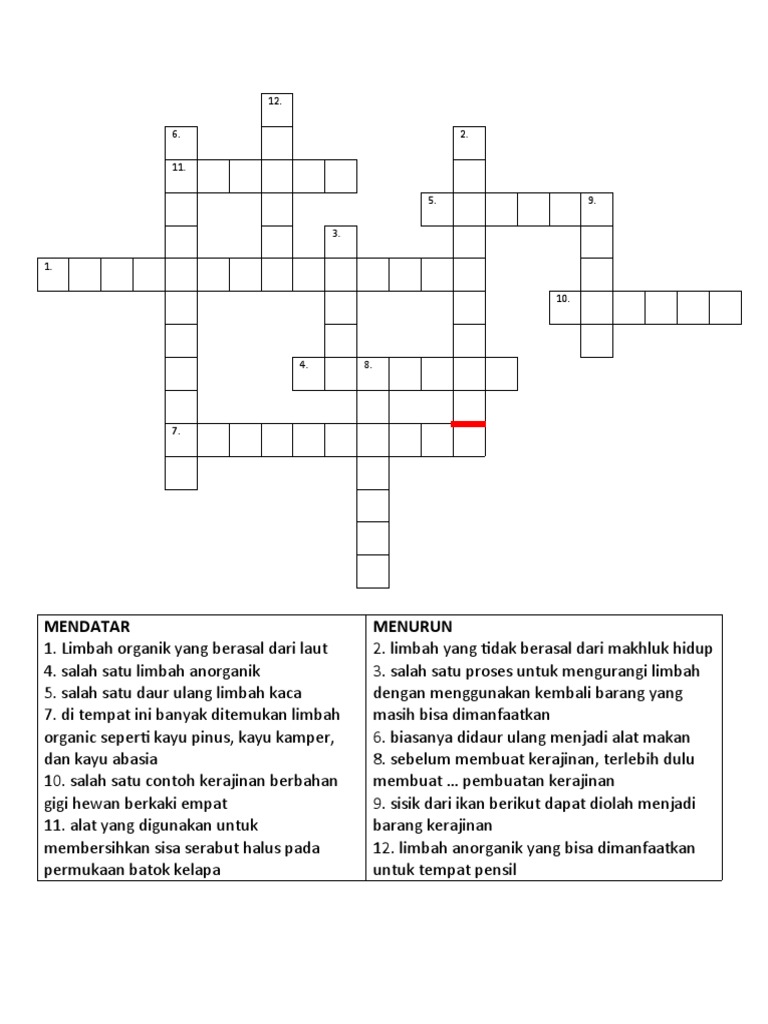 Soal 2 (TTS Kerajinan Bahan Limbah Keras) | PDF