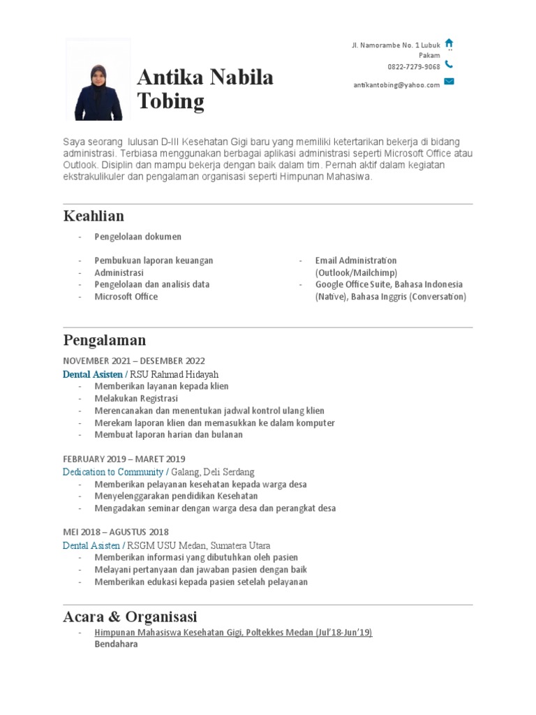 FREE TEMPLATE CV Lulusan S1 by Vina Muliana | PDF