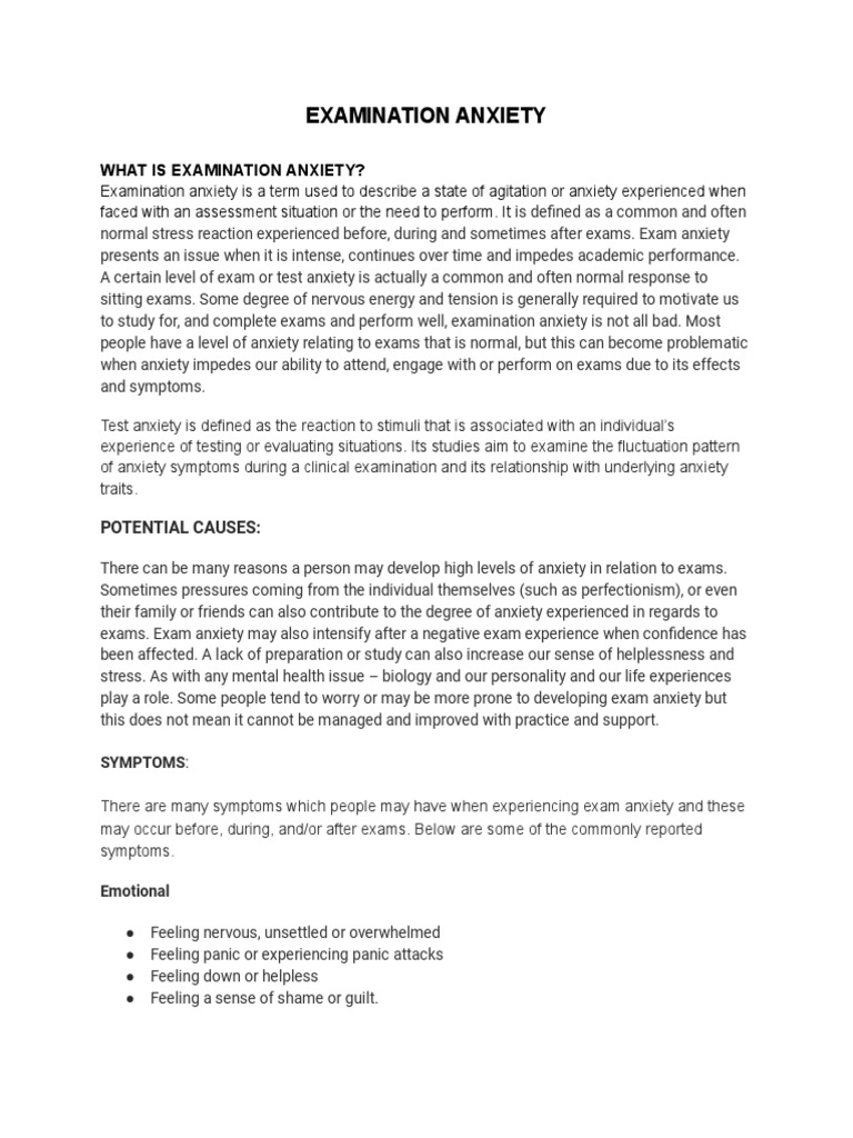 Examination Anxiety | PDF | Anxiety | Feeling