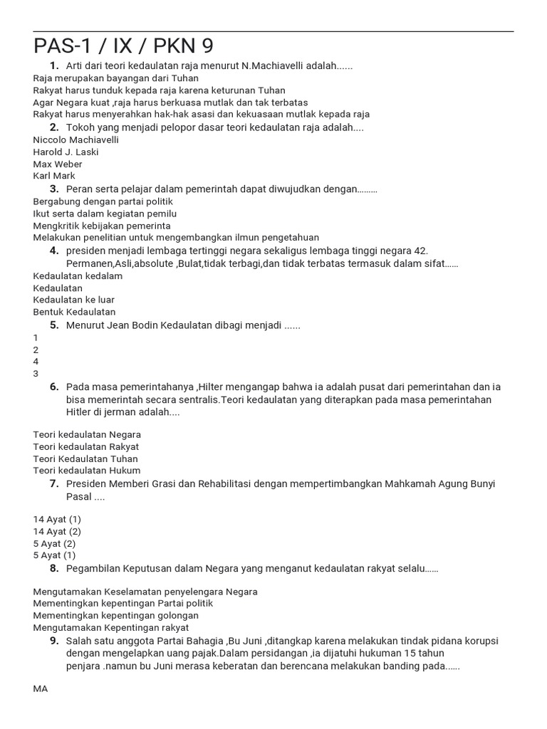PKN Pas-1 | PDF | Ilmu Sosial