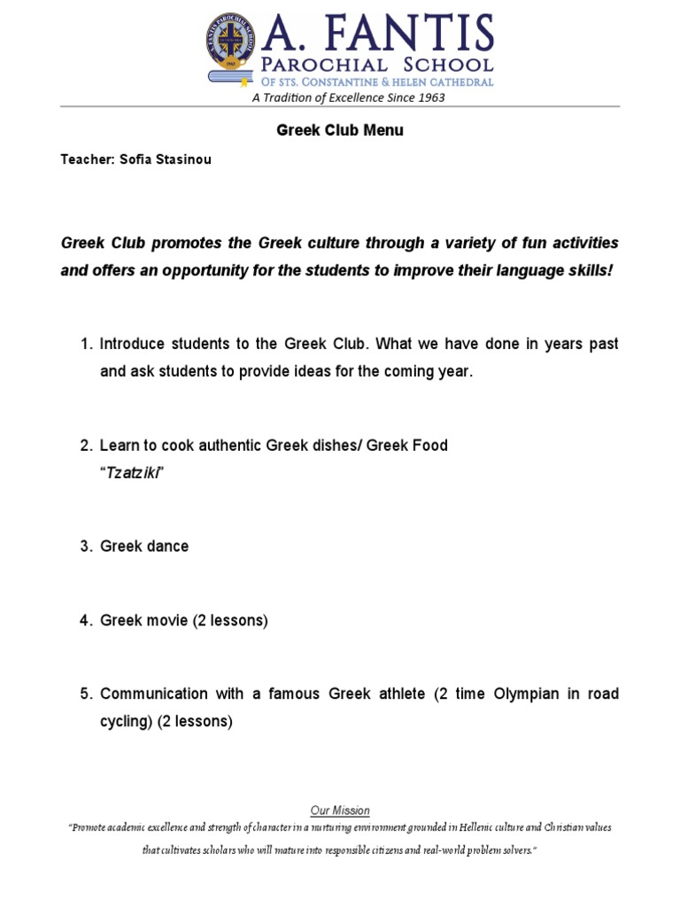 Greek Club Menu | PDF