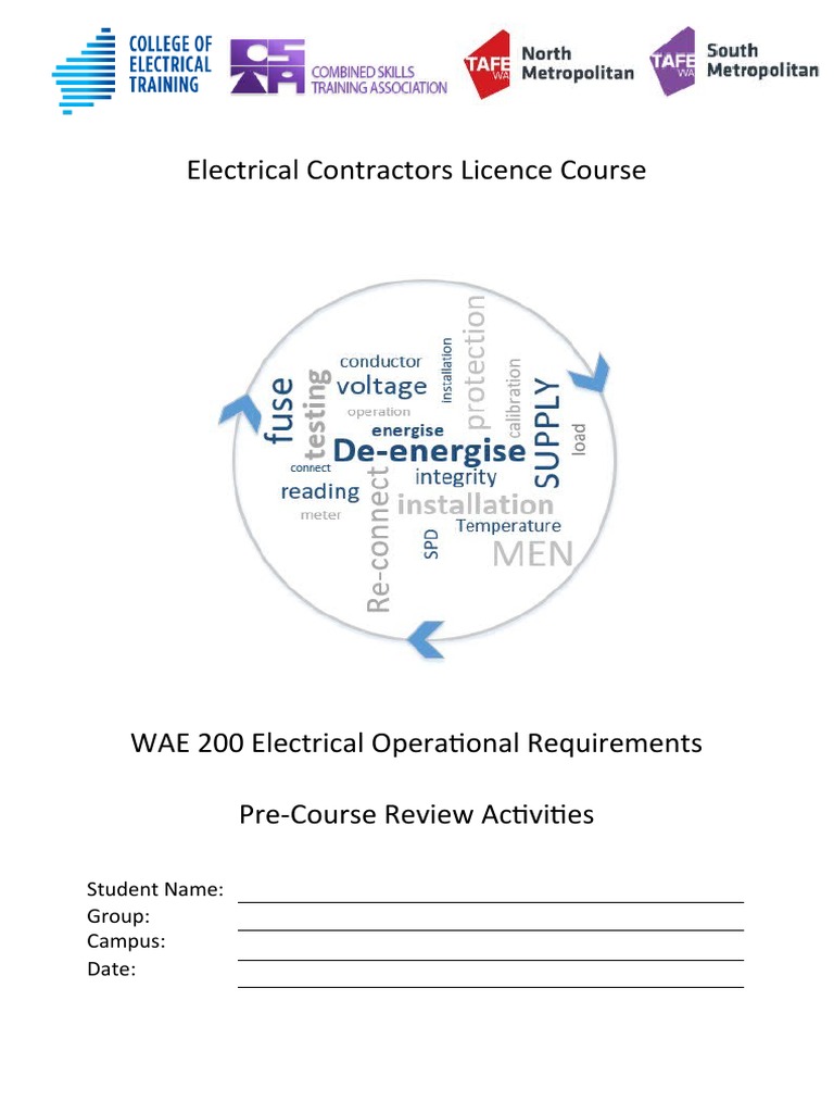 WAE200 Pre-Course Review Activities | PDF | Electrical Wiring ...