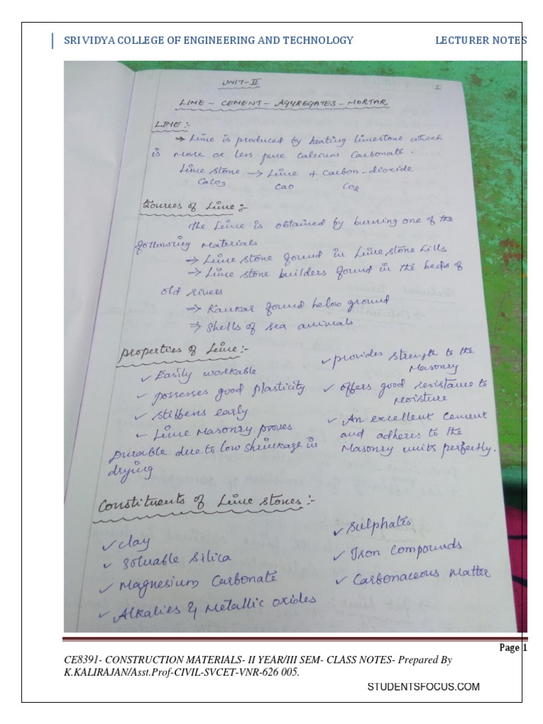 Sri Vidya College of Engineering and Technology Lecturer Notes | PDF