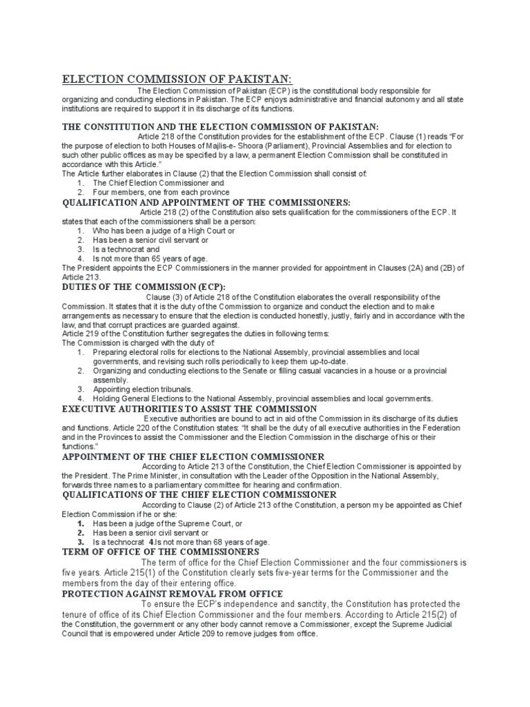Election Commission of Pakistan | PDF | Parliament Of Pakistan ...