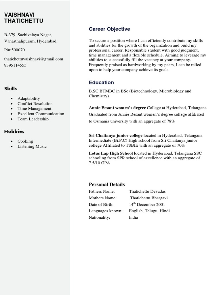 Vaishnavi Resume 1 | PDF