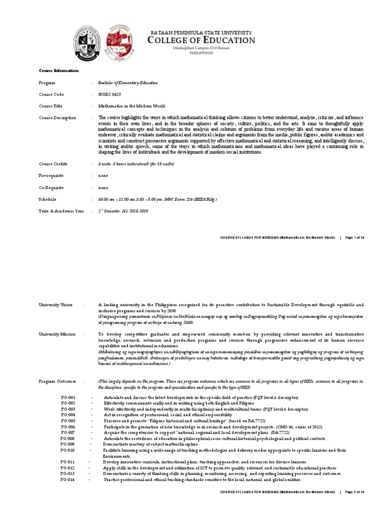 SYllabus MMW Beed | Download Free PDF | Learning | Mathematics