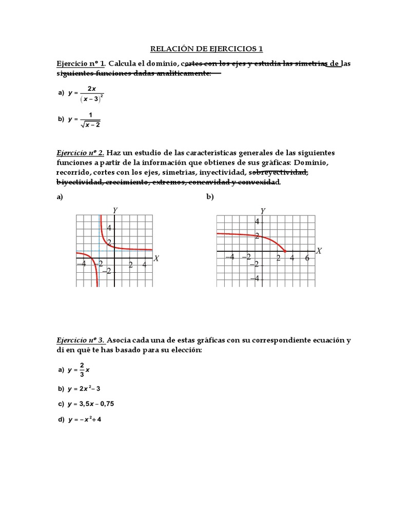 Ejercicios Funciones | PDF | Función (Matemáticas) | Funciones y mapeos