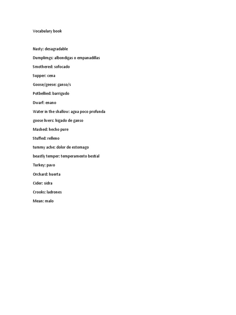 English-Spanish Food Vocabulary | PDF | Cooking, Food & Wine