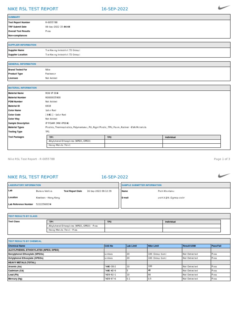 Chemical - Level 1 - 11 - Nike Rslreport - IP004 | PDF | Materials | Physical Sciences