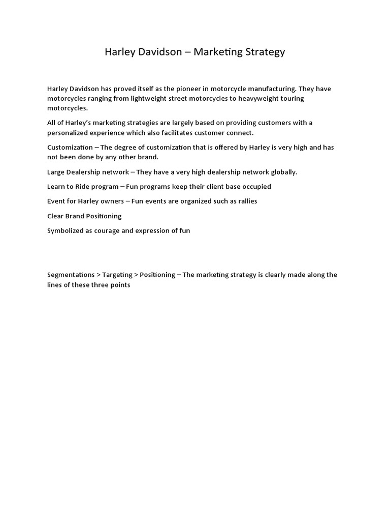 Harley Davidson - Marketing Strategy | PDF