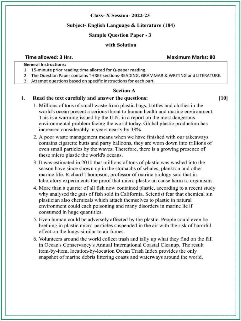 English (Language Literature) 2023 Set - 3 | PDF