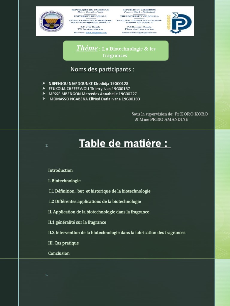 Copie de Présentation | PDF | Biotechnologie | Parfum