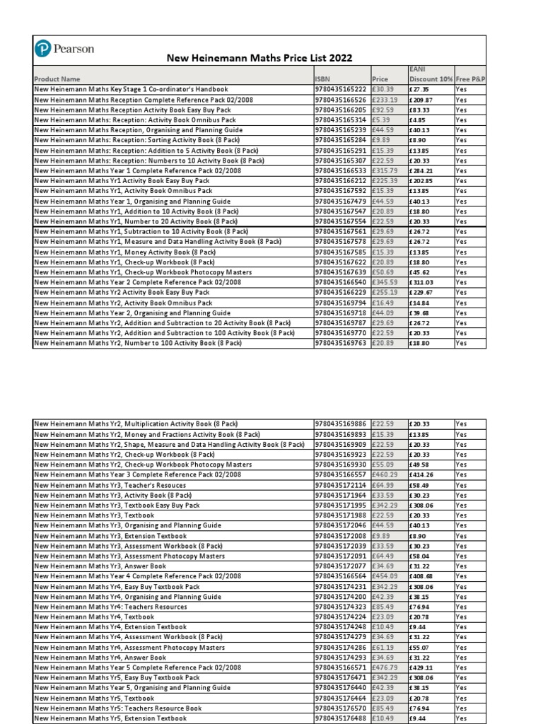 Heinemann Maths Price List 2022 | PDF | Textbook | Mathematics