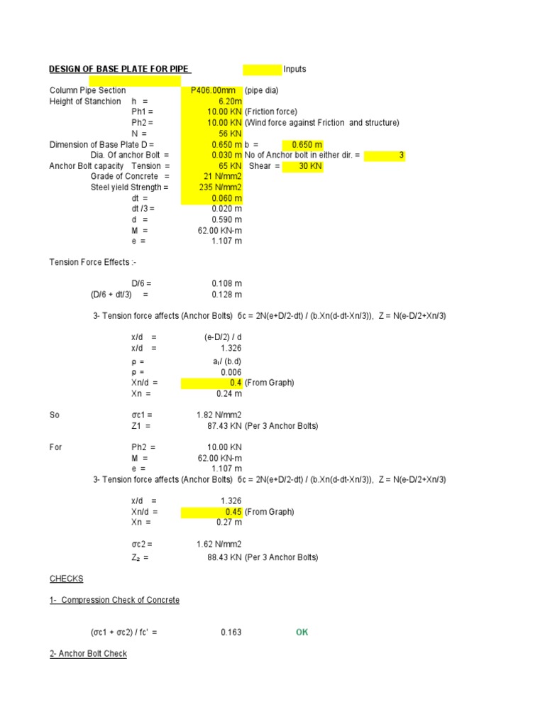 Design of base plate for pipe column supports | PDF | Building Engineering | Mechanics