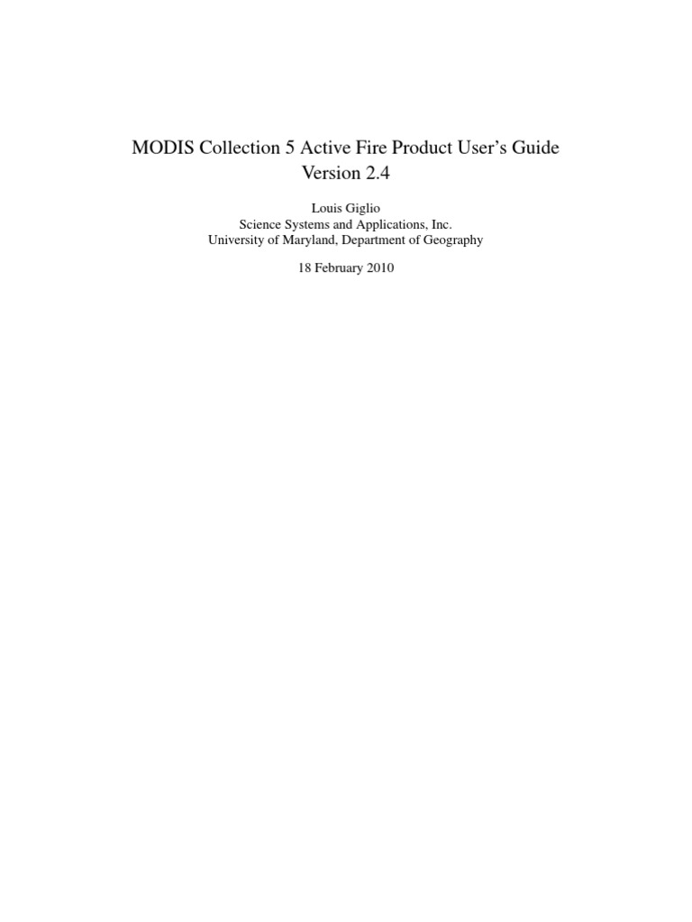 MODIS Active Fire Product Guide | PDF | Array Data Structure | Integer ...