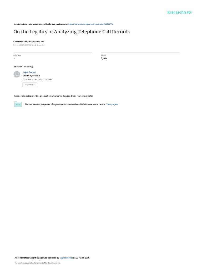 Legality of Analyzing Call Records | PDF | Telephone Tapping | Foreign ...