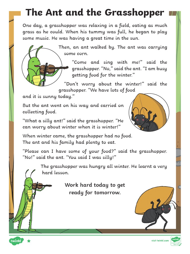 The Ant and The Grasshopper Story | PDF | Insects | Insects And Humans