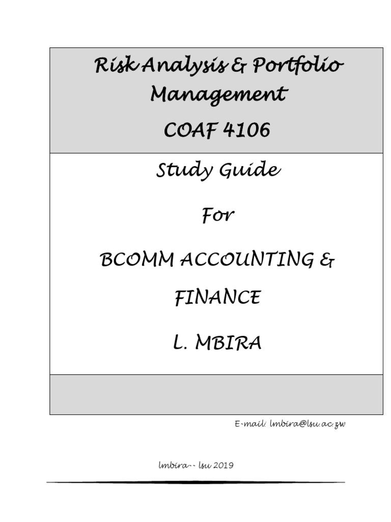 BCOMM Risk Management Guide | PDF | Financial Risk | Value At Risk