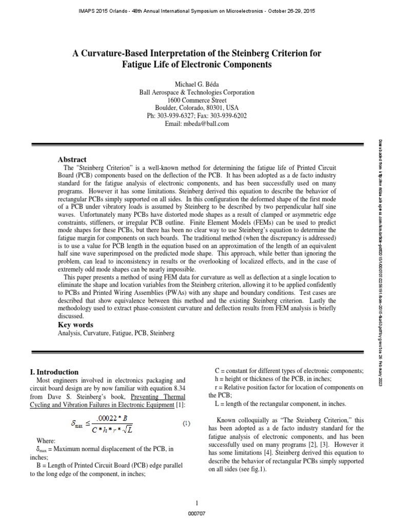 Curvature-Based Steinberg Criterion for PCB Fatigue | PDF | Printed ...