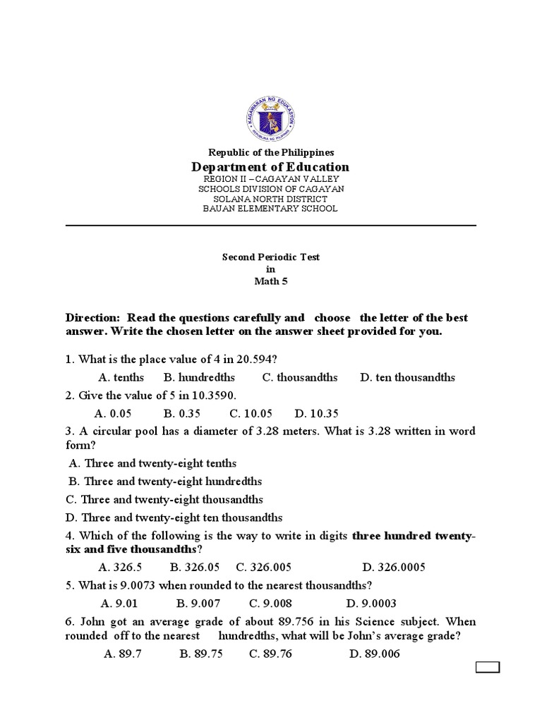 MATH-5-Q2-2022-23, Latest | PDF | Ratio | Mathematics