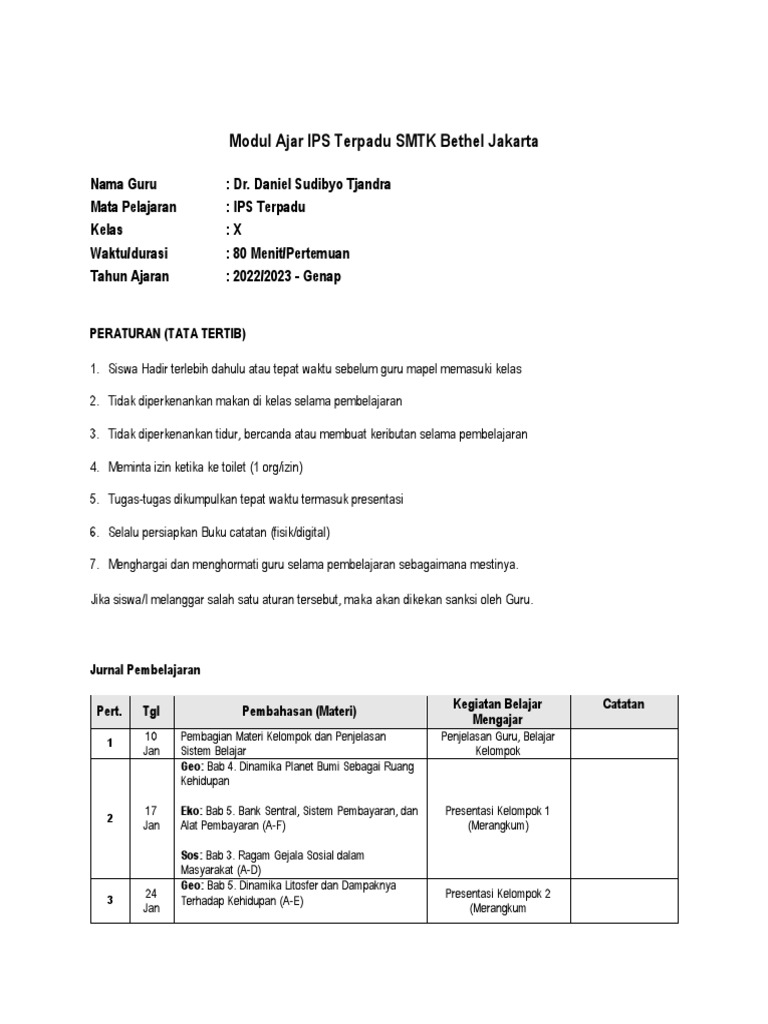 Modul Ajar IPS X Rev 2 | PDF