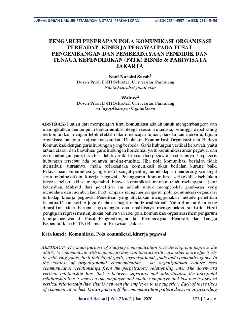 Pengaruh Penerapan Pola Komunikasi Organ | PDF