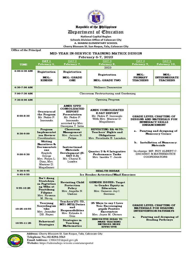 MID-YEAR - INSERVICE - TRAINING - 2023-Portrait | PDF