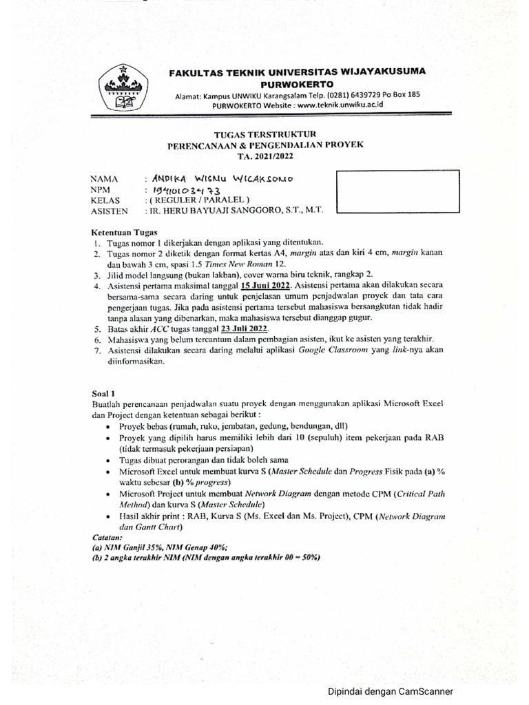 Andika Wisnu W - 19410103473 - Soal P2pro | PDF